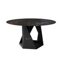 China Luxury Marble Dining Table Black Metal Base Dining Furniture for sale