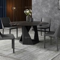 China Luxury Marble Dining Table Black Metal Base Dining Furniture for sale