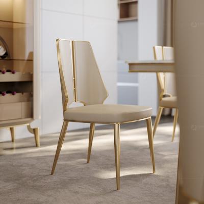 China Foshan ss steel furniture new design leather covers dining chairs set for sale