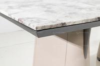 China Artificial Marble Rectangle top SS Dining Tables Two Stone Legs Support is stable for Home Furniture for sale