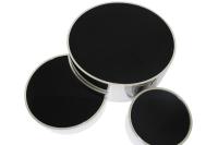 China Black Glass Top SS Coffee Table With three swivel coffee tableset for Luxury Living room Furniture for sale