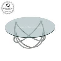 China 12mm tempere glass SS Coffee table with mirror gold stainless steel leg for living room furniture for sale