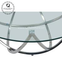 China 12mm tempere glass SS Coffee table with mirror gold stainless steel leg for living room furniture for sale