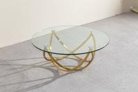 China 12mm tempere glass SS Coffee table with mirror gold stainless steel leg for living room furniture for sale