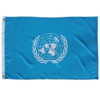 China United Nations Flag 2x3 Feet Super Knitted Spun Polyester with Brass Grommets and Water Resistant Treatment for sale