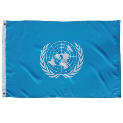China United Nations Flag 2x3 Feet Super Knitted Spun Polyester with Brass Grommets and Water Resistant Treatment for sale