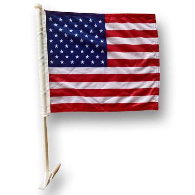China 12x18 Inch Knitted Polyester USA Car Flag with 19.25