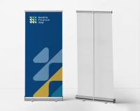 China Aluminum Roll Up Banner Stand 80x200cm Outdoor Advertising Display with Custom Printing Options for sale