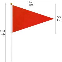 China Red Pennant Flags 8.2x5.5 Inch with 11.8 Inch Plastic Sticks - Weather Resistant Polyester Mini Flags for Sports & Events (25-Pack) for sale