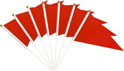 China Red Pennant Flags 8.2x5.5 Inch with 11.8 Inch Plastic Sticks - Weather Resistant Polyester Mini Flags for Sports & Events (25-Pack) for sale