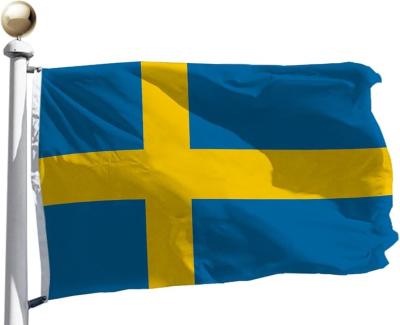 China 3x5ft Sweden Flag Polyester Fabric with Plastic Hooks - Outdoor Durable 90% Color Penetration Custom Sizes for sale