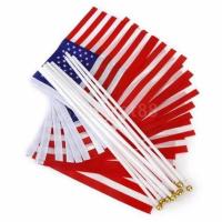 China Mini Hand Waving Flag 21x14cm with 30cm Plastic Stick - Weather Resistant Polyester for Sports Events & Festivals for sale