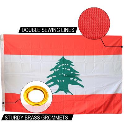 China Republic of Lebanon Flag 90x150cm knitted polyester single reverse indoor outdoor national banner canvas header with grommets for sale