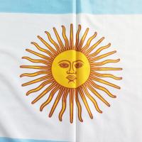 China 3x5' Argentina Flag Knitted Polyester Single reverse Rope and swiss buckle Customized National banner for sale