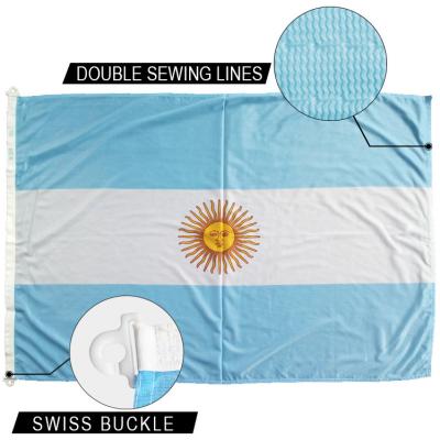 China 3x5' Argentina Flag Knitted Polyester Single reverse Rope and swiss buckle Customized National banner for sale