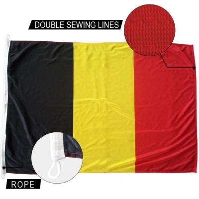 China Belgium National Flag 3x5' Knitted Polyester Rope And Loops Customized Indoor Outdoor for sale