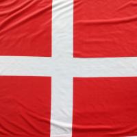 China 3x5' Denmark National Flag Knitted Polyester Rope and loops Customized indoor outdoor for sale