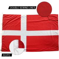 China 3x5' Denmark National Flag Knitted Polyester Rope and loops Customized indoor outdoor for sale