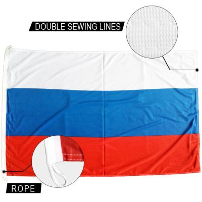 China 3x5' Russia National Flag Knitted Polyester Rope and loops Customized indoor outdoor for sale