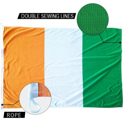 China 3x5' Côte d'Ivoire National Flag Knitted Polyester Rope and loops Customized indoor outdoor for sale