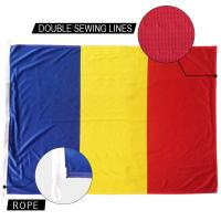 China 3x5' Romania National Flag Knitted Polyester Rope and loops Customized indoor outdoor for sale
