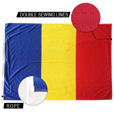China 3x5' Romania National Flag Knitted Polyester Rope and loops Customized indoor outdoor for sale