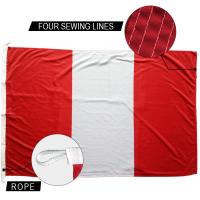China 3x5' Peru National Flag Knitted Polyester Rope and loops Customized indoor outdoor for sale