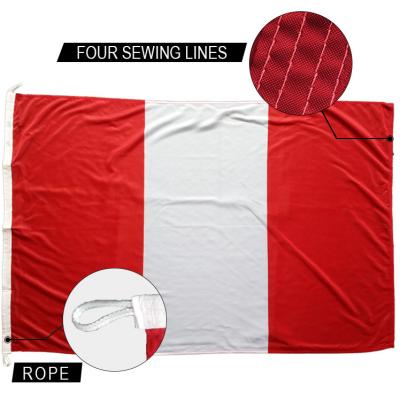 China 3x5' Peru National Flag Knitted Polyester Rope and loops Customized indoor outdoor for sale