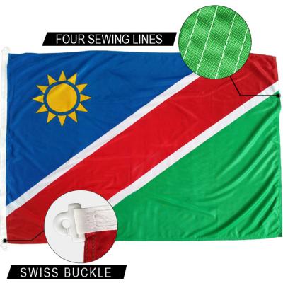 China 3x5' Namibia National Flag Knitted Polyester Rope And Swiss Buckle Customized for sale