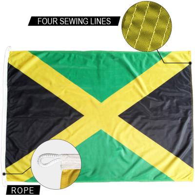 China Jamaica National Flag 3x5' Knitted Polyester Rope And Loops Customized Indoor Outdoor for sale