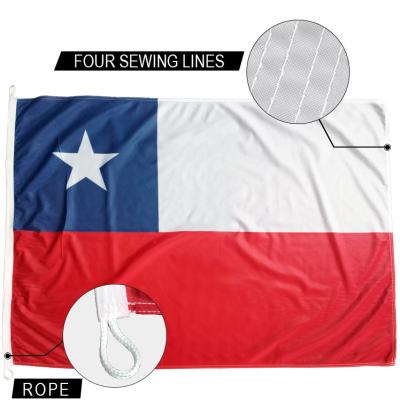 China 3x5' Chile National Flag Knitted Polyester Rope And Loops Customized Indoor Outdoor for sale