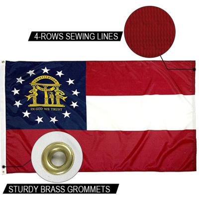 China State of Georgia Flag 3x5 ft Outdoor Dupont Heavy duty Nylon US Flags Brass Grommets for sale