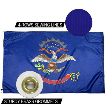 China 3x5' State of North Dakota Flag Outdoor Indoor Heavy Duty Dupont Nylon US Flags Canvas Header with 2 Brass Grommets for sale
