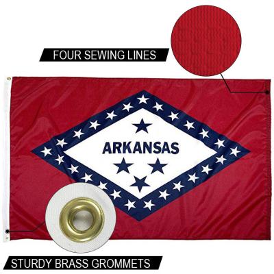 China State of Arkansas Flag 3x5 ft Outdoor Heavy duty Dupont Nylon US Flags Strong Canvas Heading and  Brass Grommets for sale