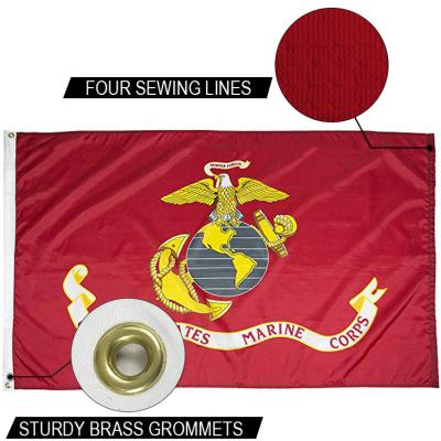 China US Marine Corps Flag 3x5 ft Outdoor Heavy duty Dupont Nylon Strong Canvas Heading and Brass Grommets for sale