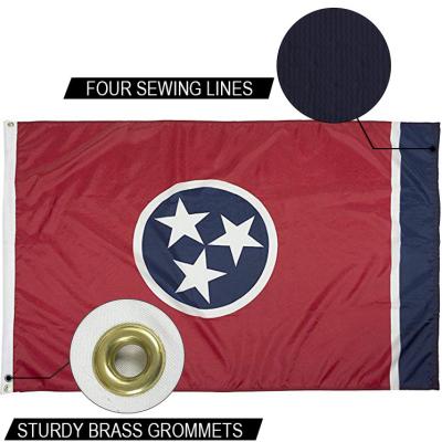 China State of Tennessee Flag 3x5 ft Outdoor Heavy duty Dupont Nylon US Flags Strong Canvas Heading and  Brass Grommets for sale