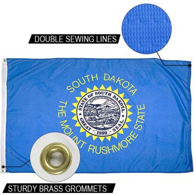 China State of South Dakota Flag 3x5 ft Outdoor Heavy duty Dupont Nylon US Flags Strong Canvas Heading and  Brass Grommets for sale