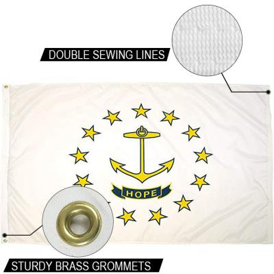 China State of Rhode Island Flag 3x5 ft Outdoor Heavy duty Dupont Nylon US Flags Strong Canvas Heading and  Brass Grommets for sale