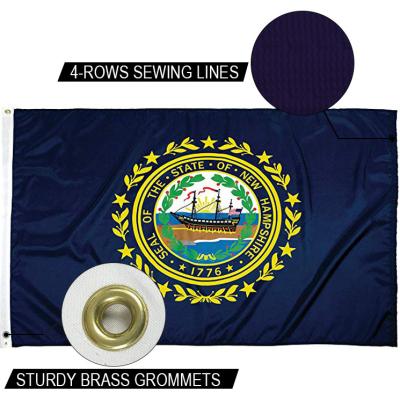 China Waterproof New Hampshire State Flag 3x5ft with Dupont Nylon and Brass Grommets for Outdoor Use for sale