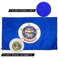 China State of Minnesota Flag 3x5 Ft with Heavy Duty Canvas Heading and Brass Grommets - Nylon 66 Material for sale