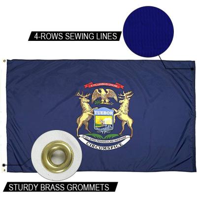 China 3x5 Ft State of Michigan Flag Heavy Duty DuPont Nylon Outdoor US Flag with Water Resistant Treatment for sale
