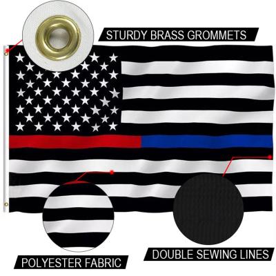 China Single Reverse Knitted Polyester Thin Blue And Red Line Flag Waterproof for sale