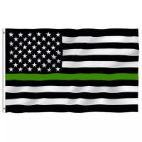 China 3 X 5' Thin Green Line Flag Knitted Polyester Single Reverse Outdoor Canvas Header for sale