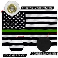 China 3 X 5' Thin Green Line Flag Knitted Polyester Single Reverse Outdoor Canvas Header for sale