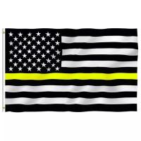China Knitted Polyester Thin Yellow Line Flag 3x5' Single Reverse Outdoor Canvas Header for sale