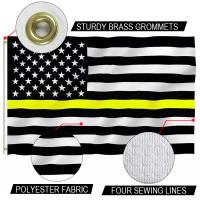 China Knitted Polyester Thin Yellow Line Flag 3x5' Single Reverse Outdoor Canvas Header for sale