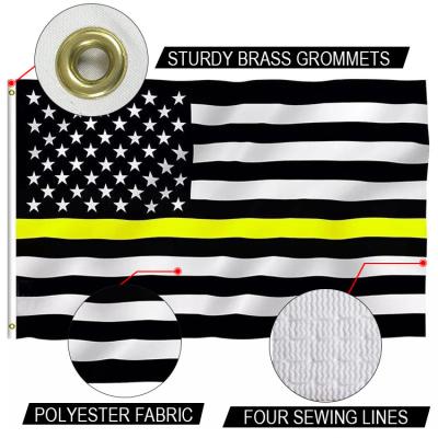 China Knitted Polyester Thin Yellow Line Flag 3x5' Single Reverse Outdoor Canvas Header for sale