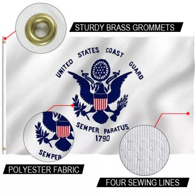 China US Coast Guard Flag 3 X 5' Knitted Polyester Single Reverse Outdoor Canvas Header With Grommets for sale