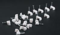 China Cable Clips plastic round and flat type for fixing wire with nail for sale