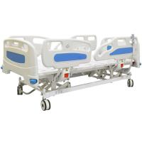 China Portable Casters Metal 3 Function Folding Medical Clinic Furniture Adjustable Electric Nursing Patient Hospital Bed for sale